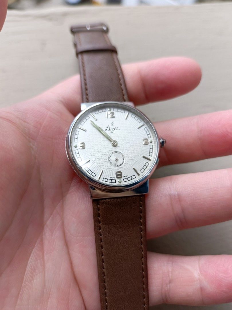 Lizer Watch 35mm Swiss Quartz Watch on Browth Leather Strap, Men's ...