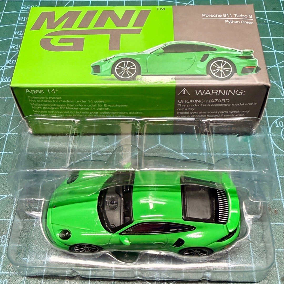 Mini GT Porsche 911 Turbo S Python Green, Hobbies & Toys, Toys & Games ...