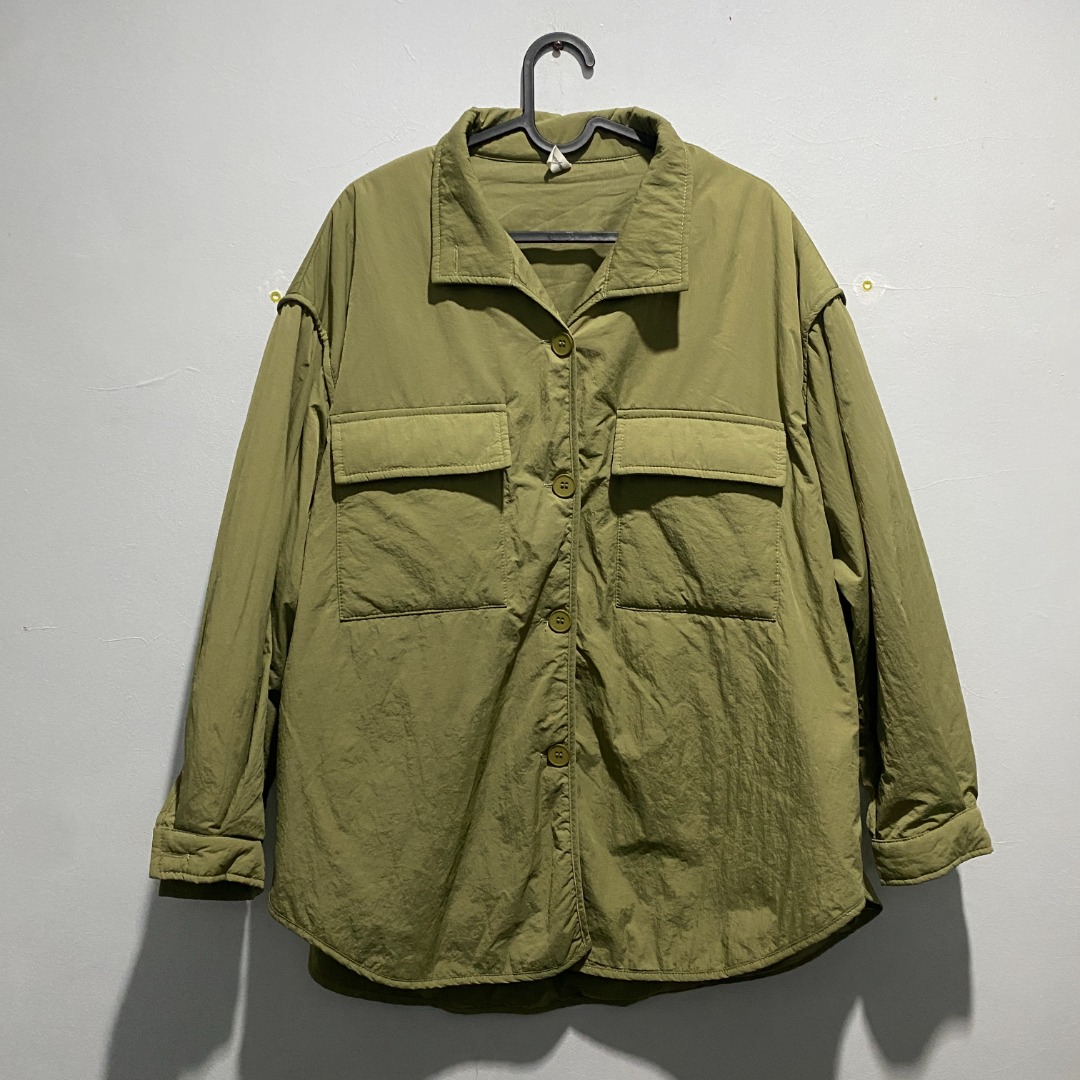 Padded Military Overshirt Jacket M/L, Women's Fashion, Coats, Jackets ...