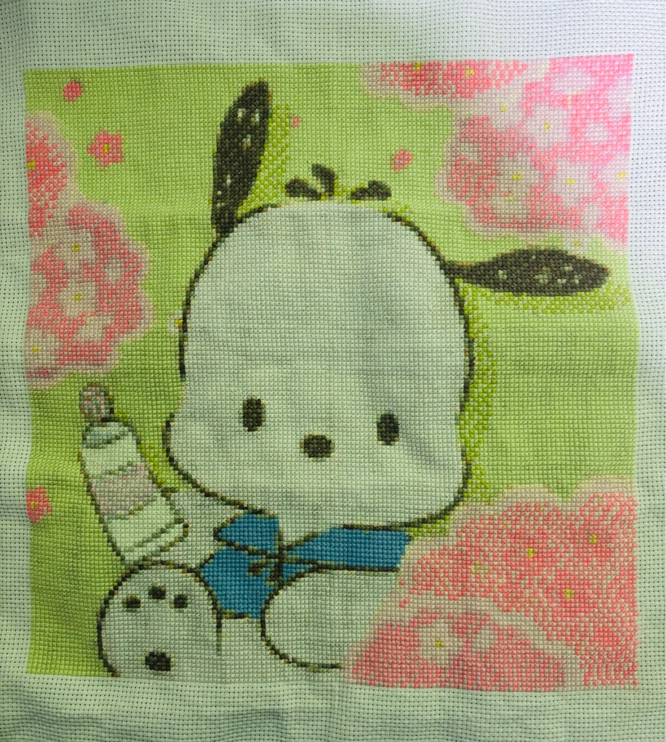 Pochacco Cross Stitch (No Frame Incl), Hobbies & Toys, Stationery ...