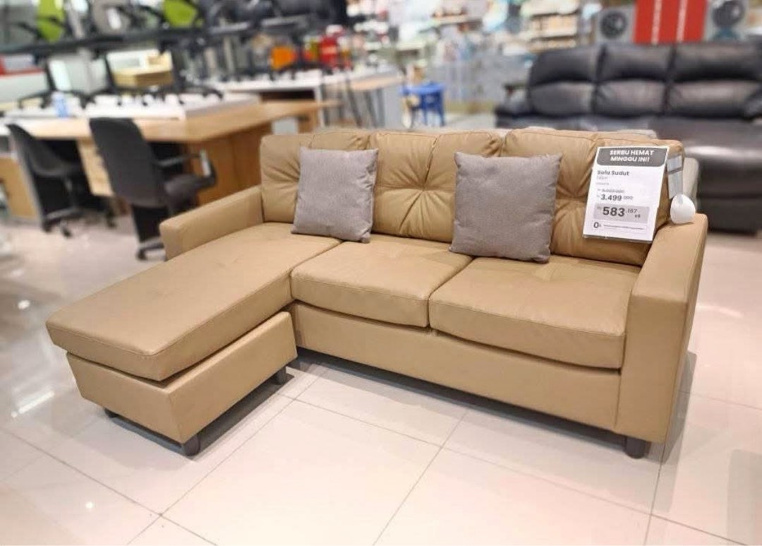 SOFA SUDUT KULIT BISA CICILAN, Perabotan Rumah di Carousell