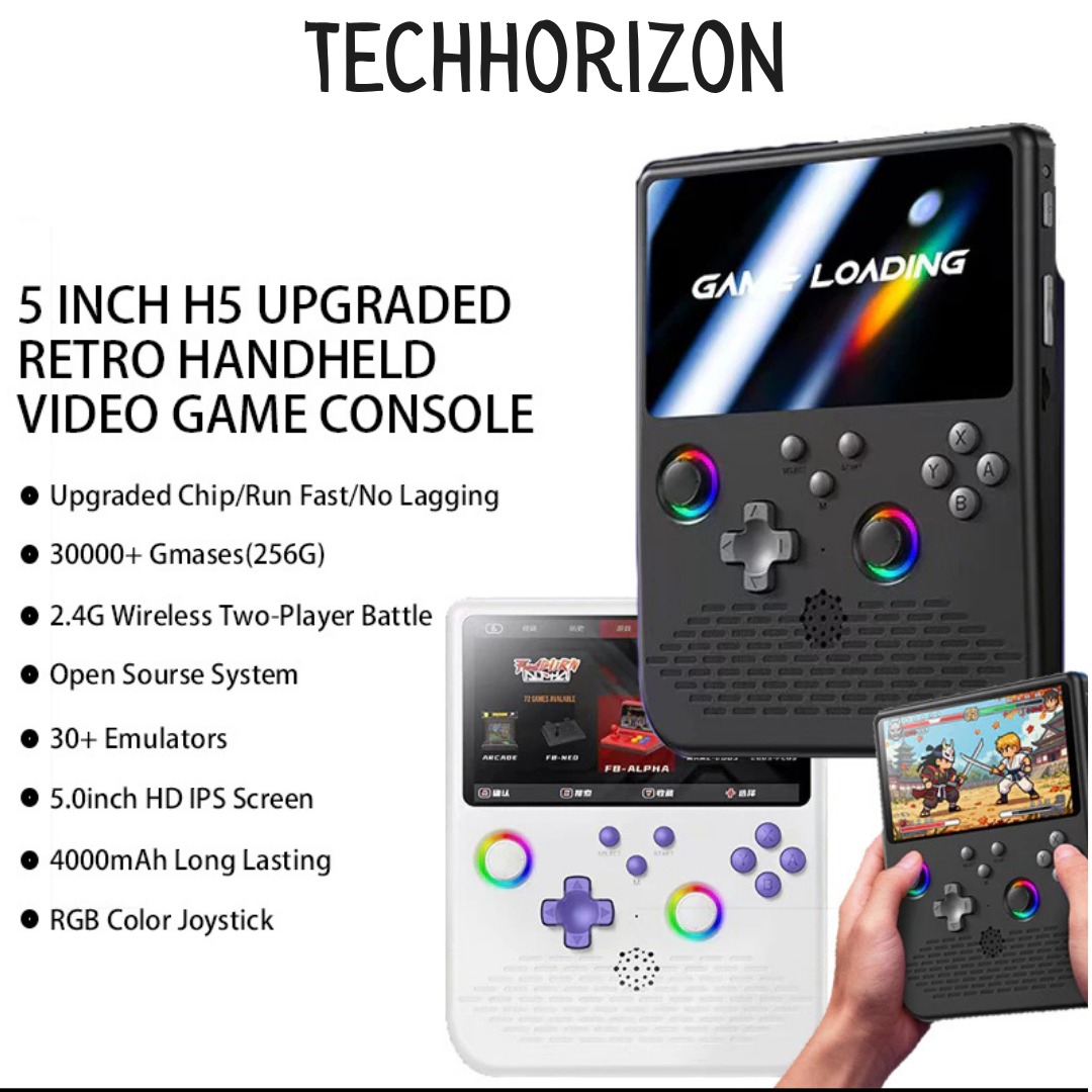 Upgraded H5 R50s Retro Handheld Game Console | 5.0” IPS Screen ...