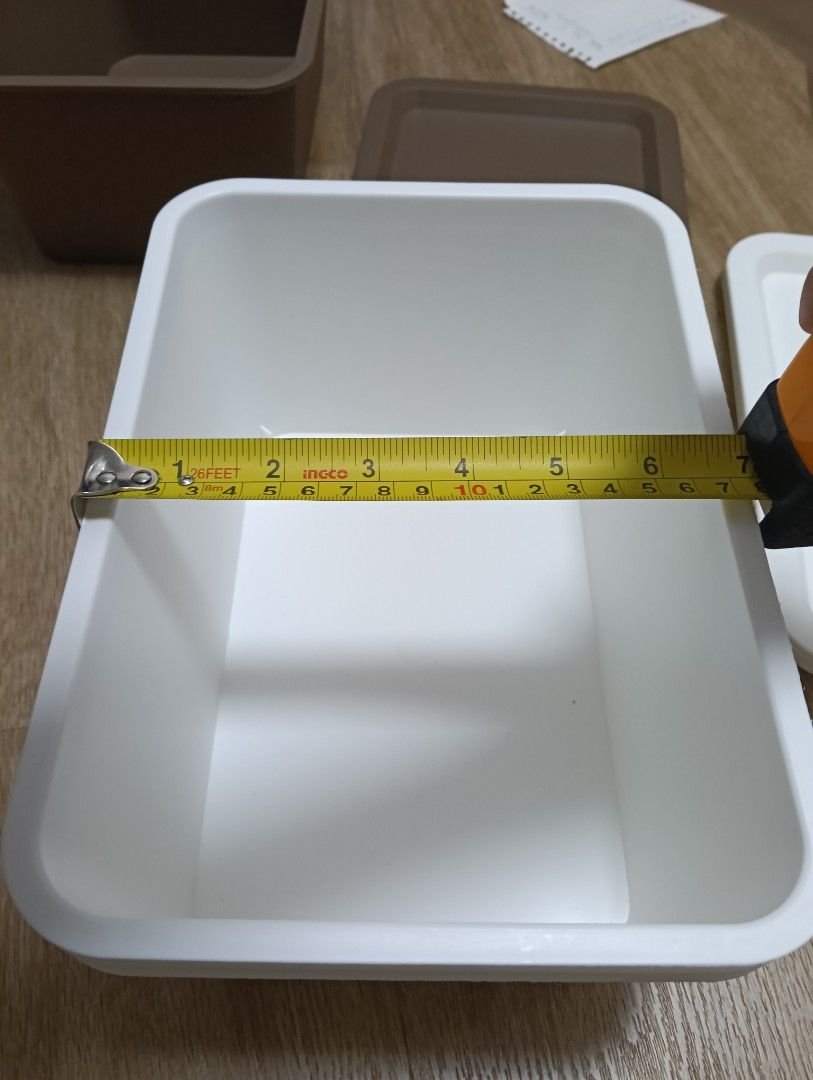 White Rectangular Storage Container with Lid, Furniture & Home Living ...