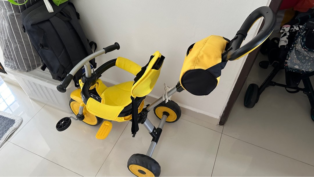Yellow Baby Tricycle Stroller with Handle, Babies & Kids, Going Out ...