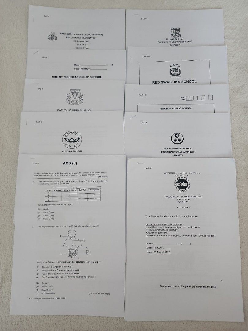 2023 Primary 6 Preliminary Science Paper Set, Hobbies & Toys, Books ...