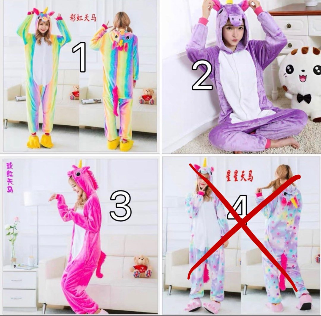 Adults Unicorn Kigurumi Animal Cosplay Costume Outfit Onesie Pajamas ...