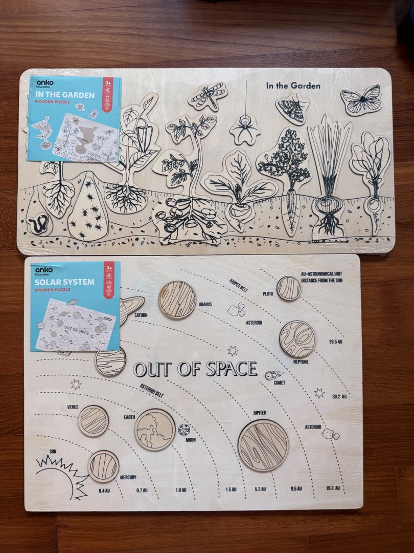 Anko Wooden Puzzles - In the Garden & Solar System, Hobbies & Toys ...