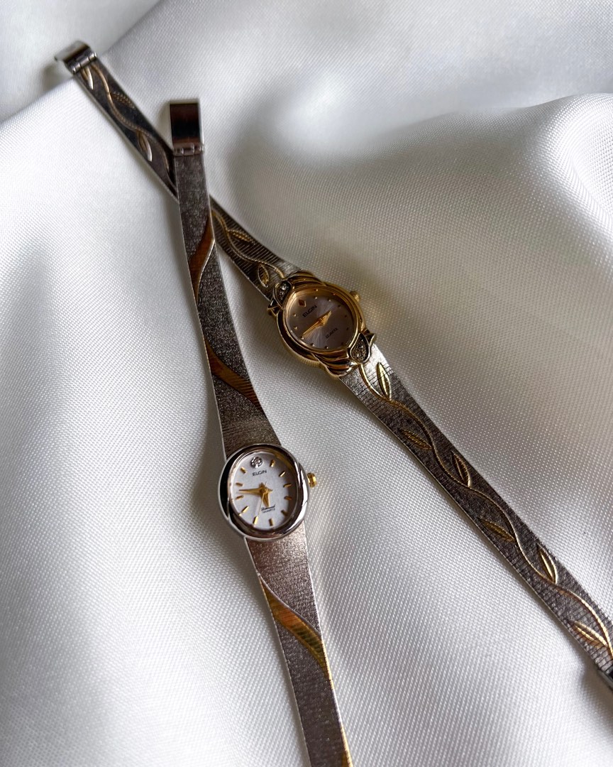 Elgin Silver Two-tone Watch, Women's Fashion, Watches & Accessories ...