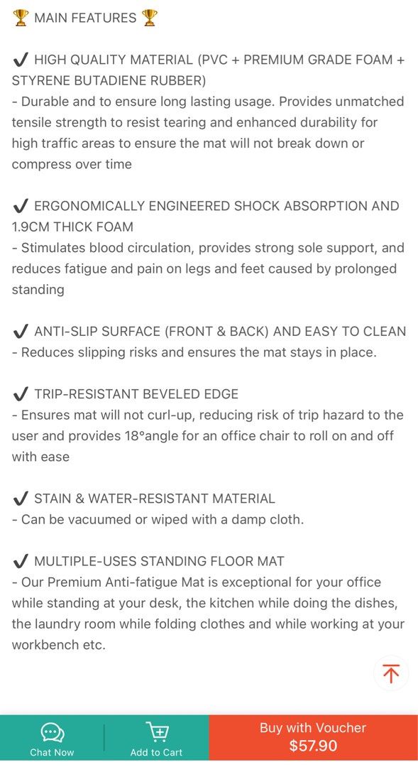 Ergonomic Anti Fatigue Standing Mat, Everything Else on Carousell