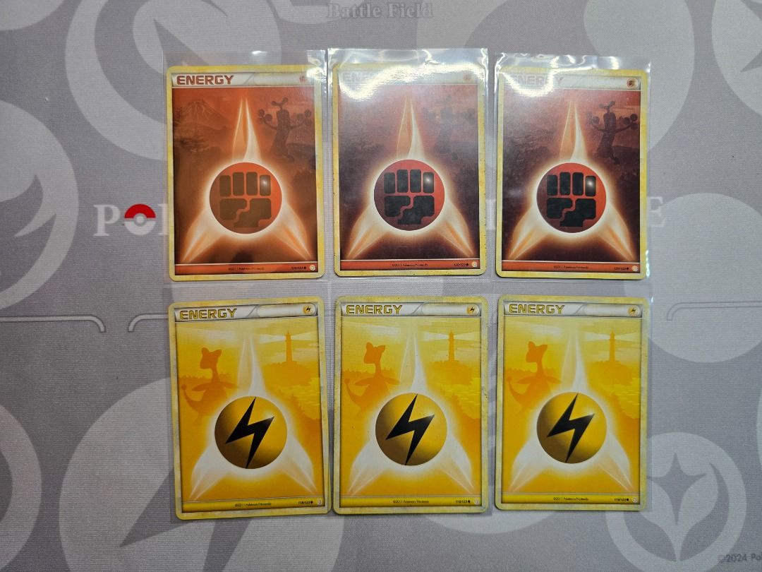 Grass, Fighting, and Lightning HeartGold & SoulSilver Energy Cards HGSS ...