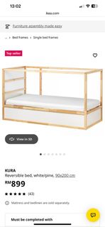 IKEA KURA Reversible Bed - White/Pine, Furniture & Home Living ...
