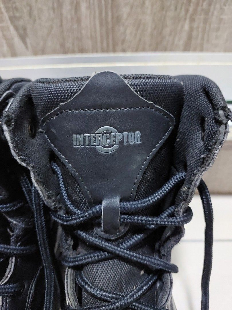 INTERCEPTOR TACTICAL MILITARY BLACK LEATHER SAFETY BOOTS STEEL TOE.( 10 ...
