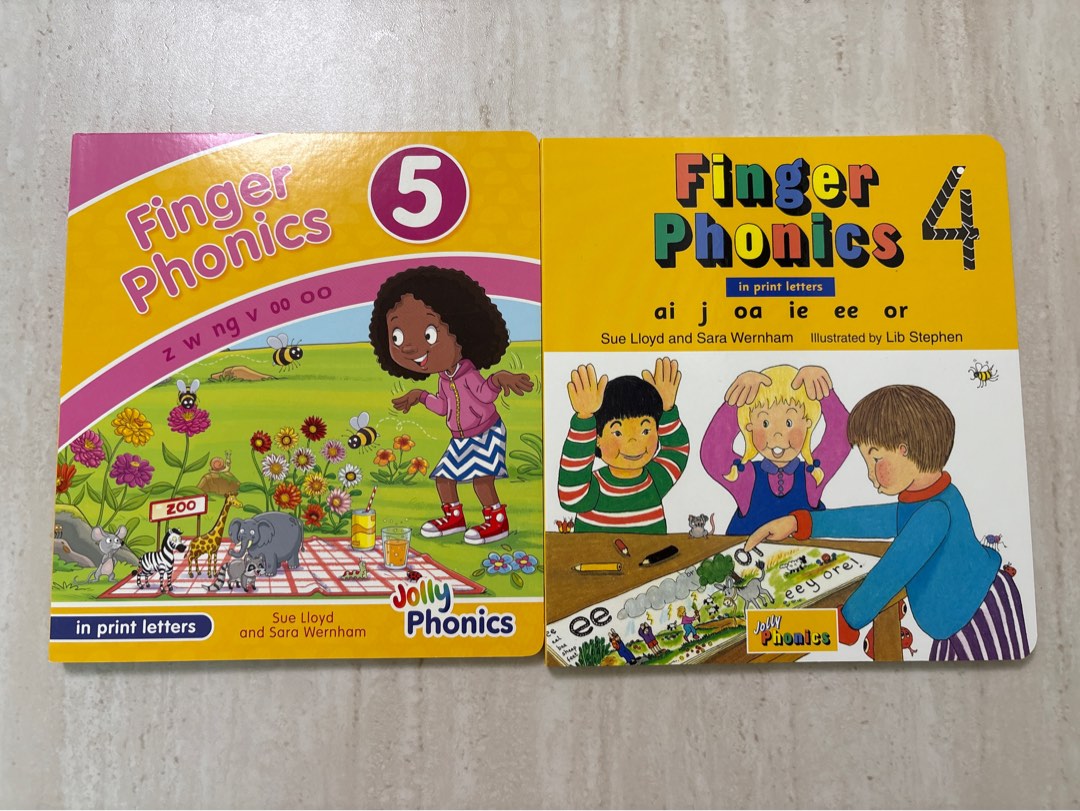 Jolly Phonics Finger Phonics 4 & 5 英文學習書, 興趣及遊戲, 書本 & 文具, 兒童書籍 - Carousell