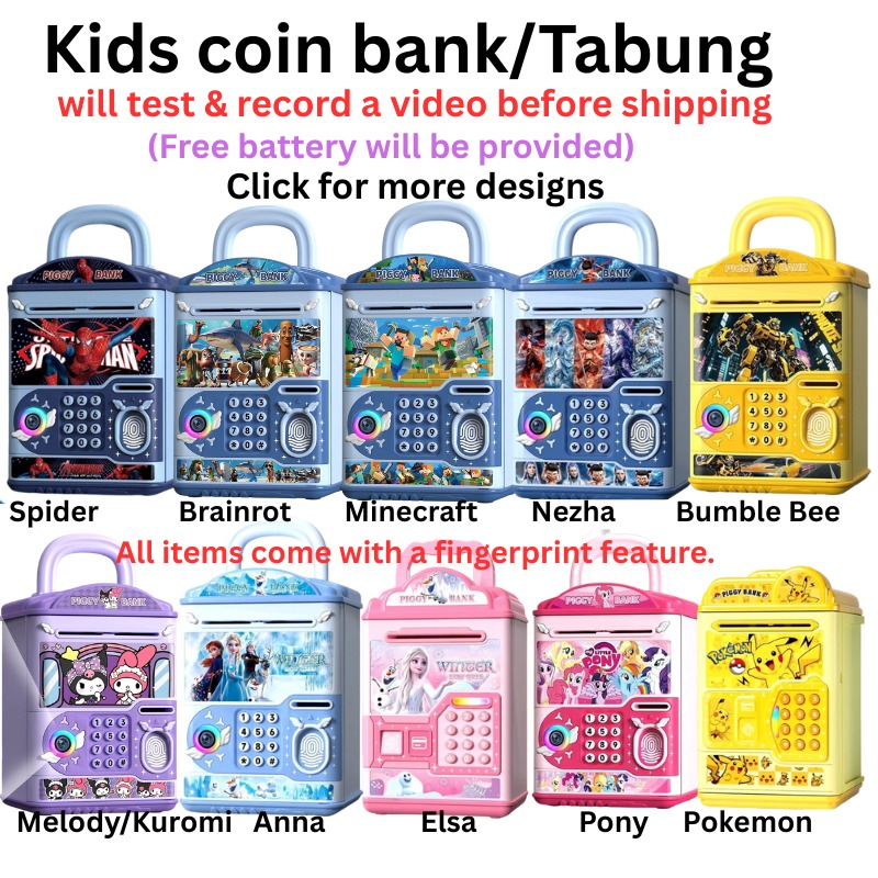Kids Coin Bank Piggy Bank Tabung duit Elsa captain america ironman ...