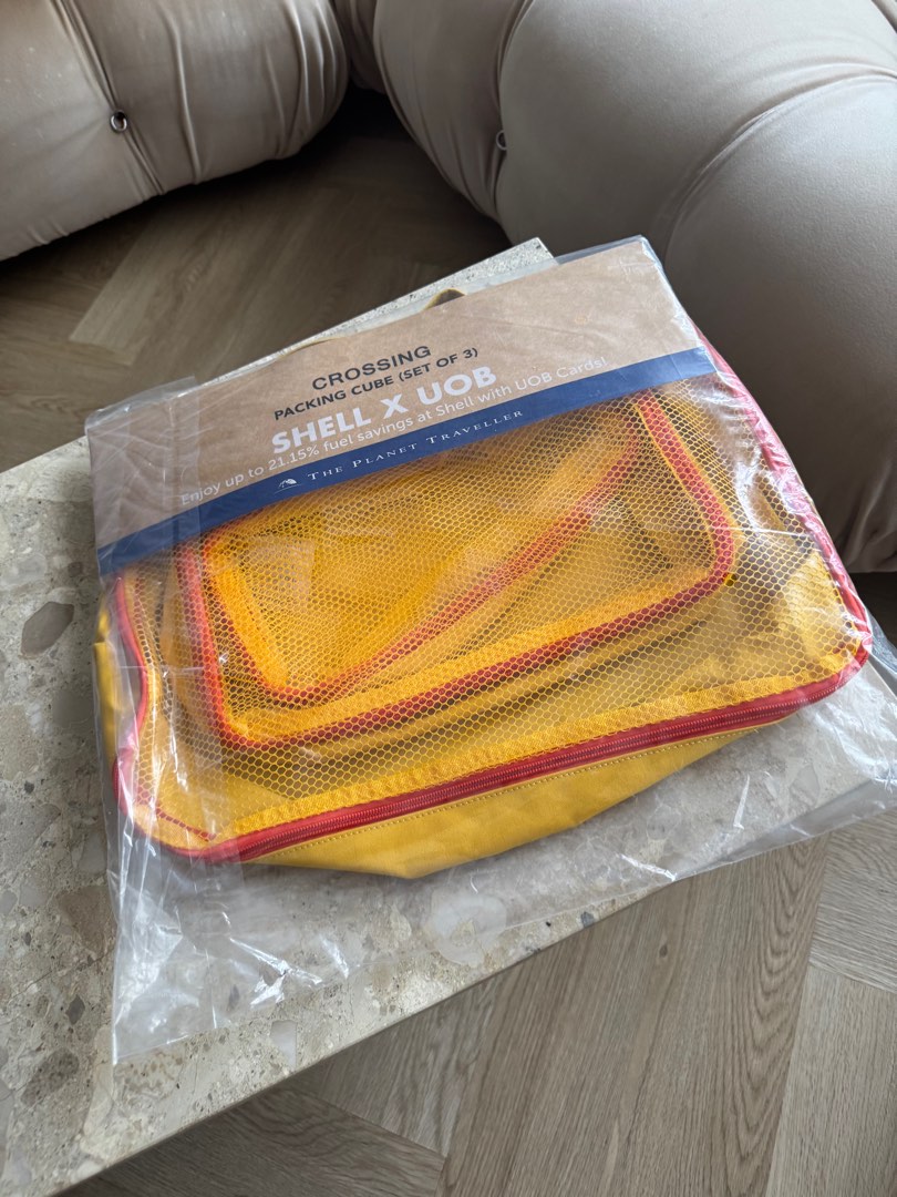 Shell x UOB Packing Cube (Set of 3), Hobbies & Toys, Travel, Travel ...