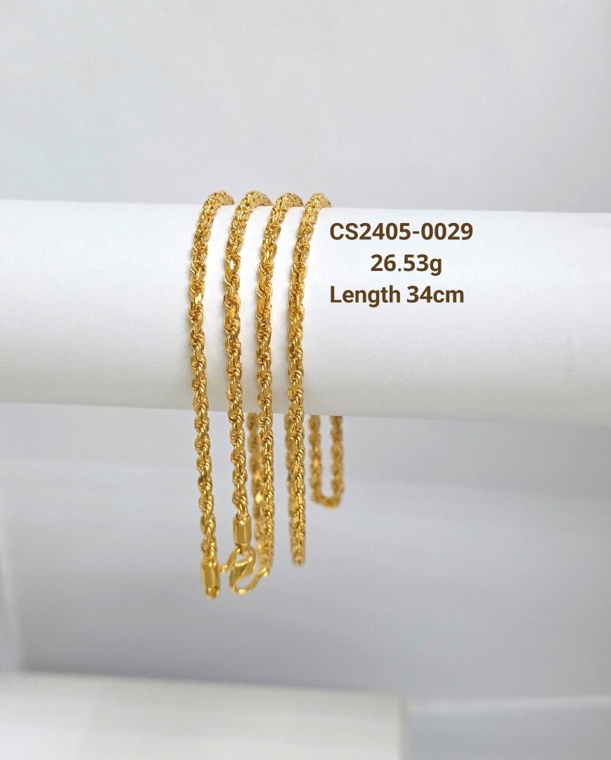 Solid Gold Rope Chain, Women's Fashion, Jewelry & Organisers, Necklaces ...
