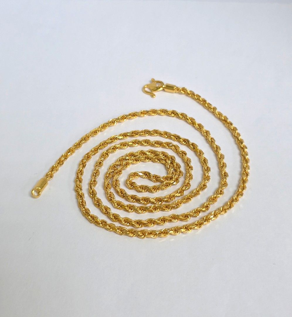 Solid Gold Rope Chain, Women's Fashion, Jewelry & Organisers, Necklaces ...