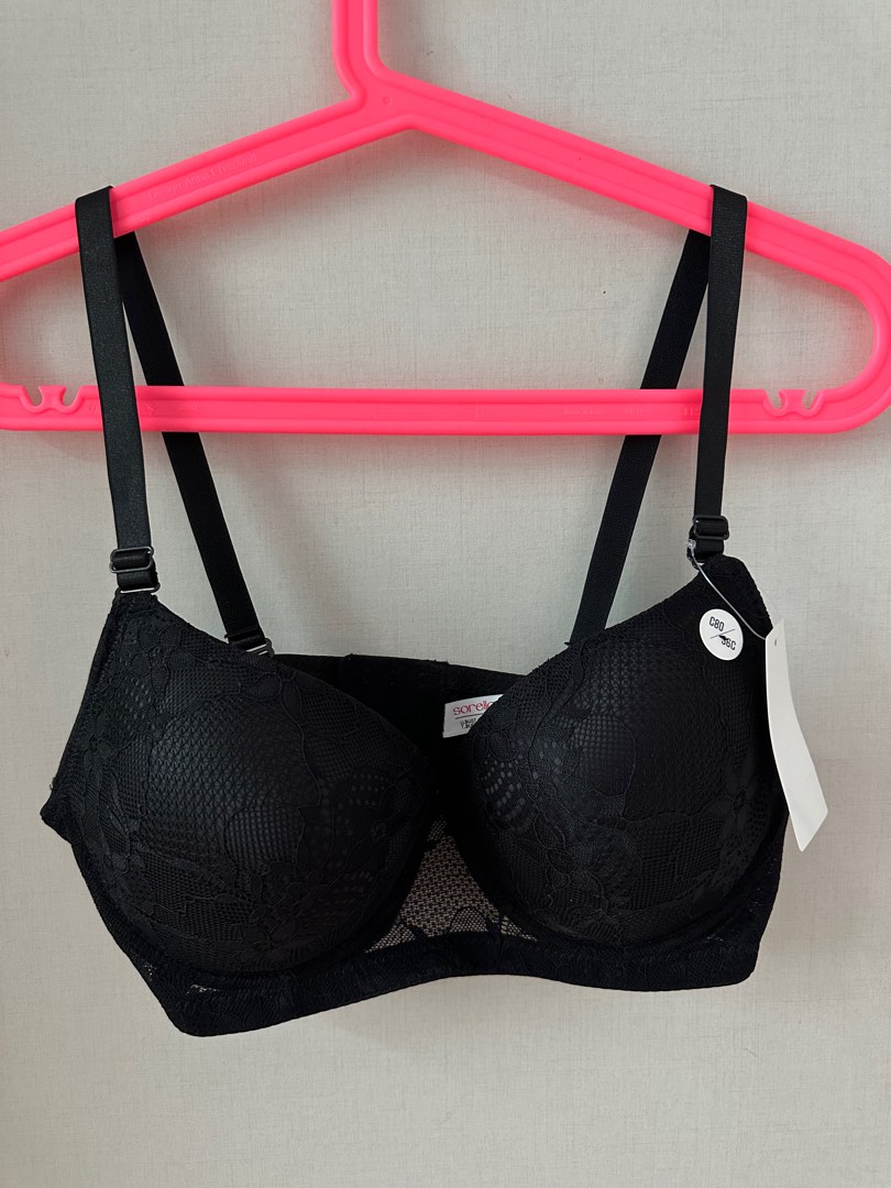 Sorella Black Lace Bra - C80/36C, Women's Fashion, New Undergarments ...
