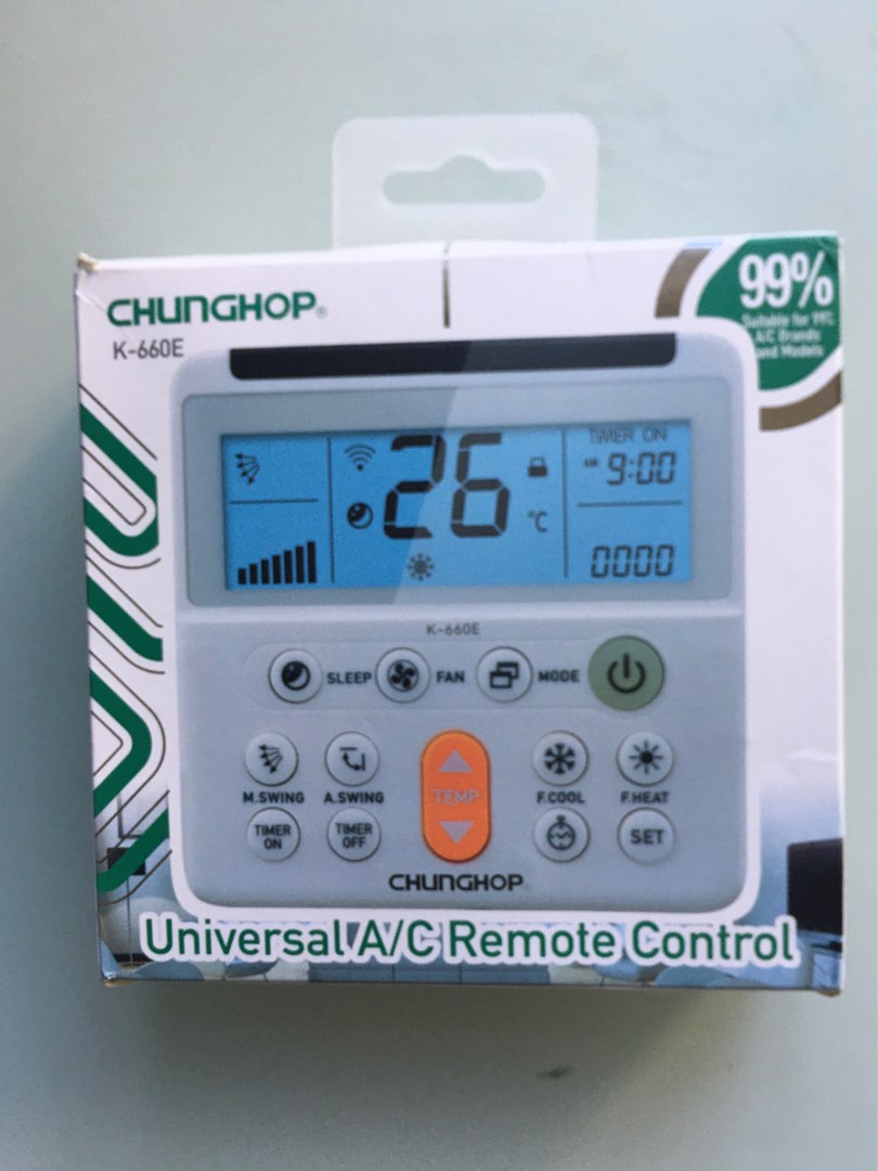 (原價$180) 99.99%新 CHUNGHOP K-660E 壁挂式 智能 通用空调遥控器 代用 冷氣 遙控器 universal ...