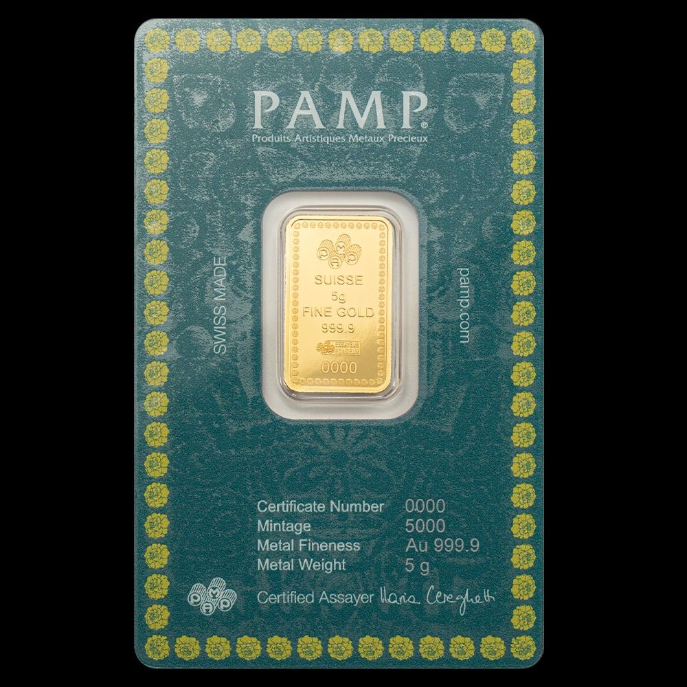 5 g Gold Minted Bar PAMP Diwali Lakshmi & Rangoli Art 5 gram 5g Gold ...