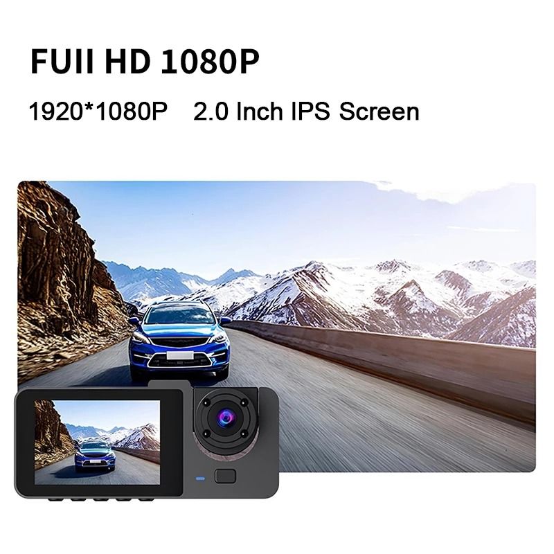 Dash Cam Driving Recorder – 3 Lens Front, Rear & Cabin Car DVR | 1080P ...