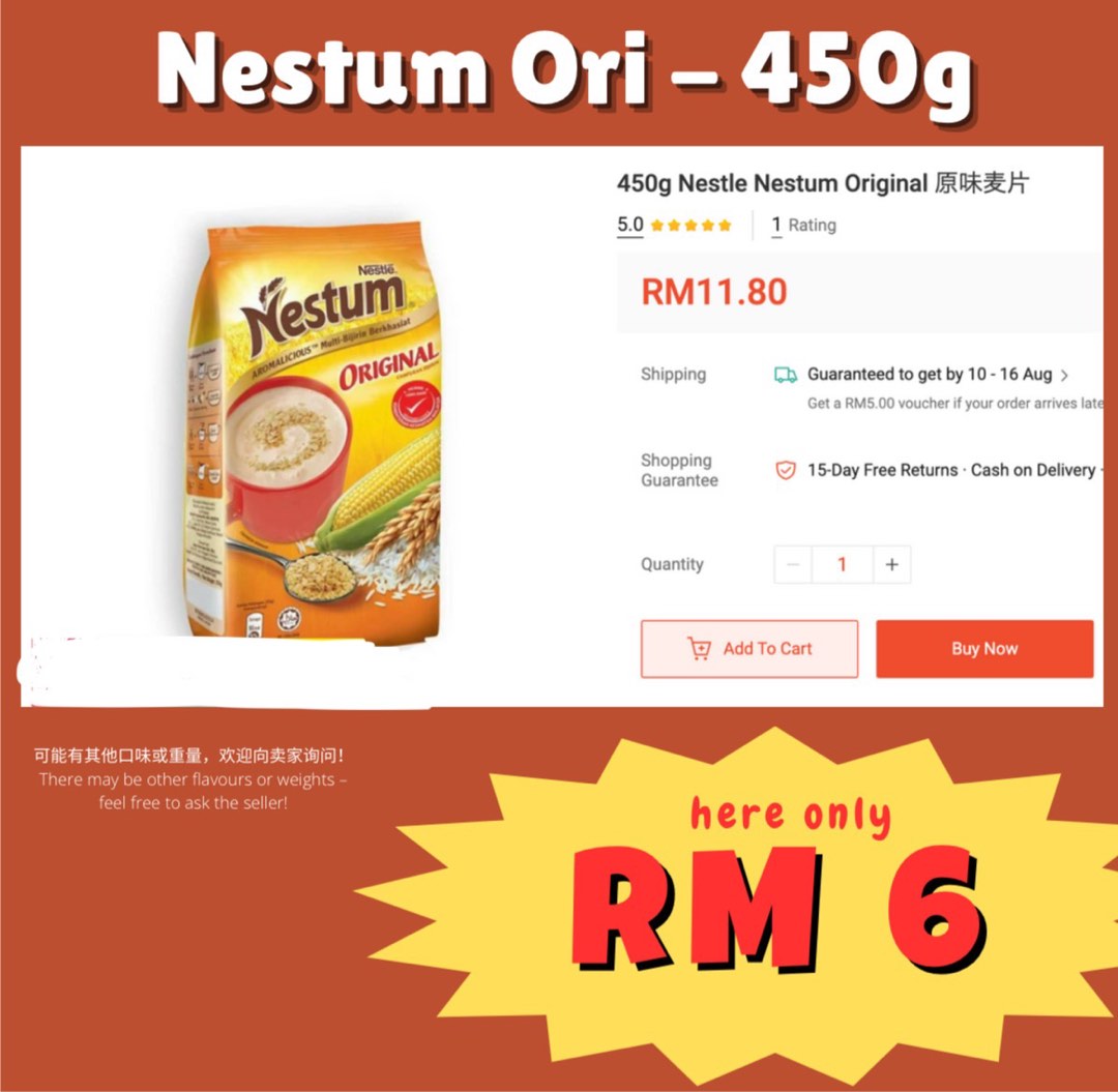 Nestle Nestum Original 450g, Food & Drinks, Packaged & Instant Food on ...
