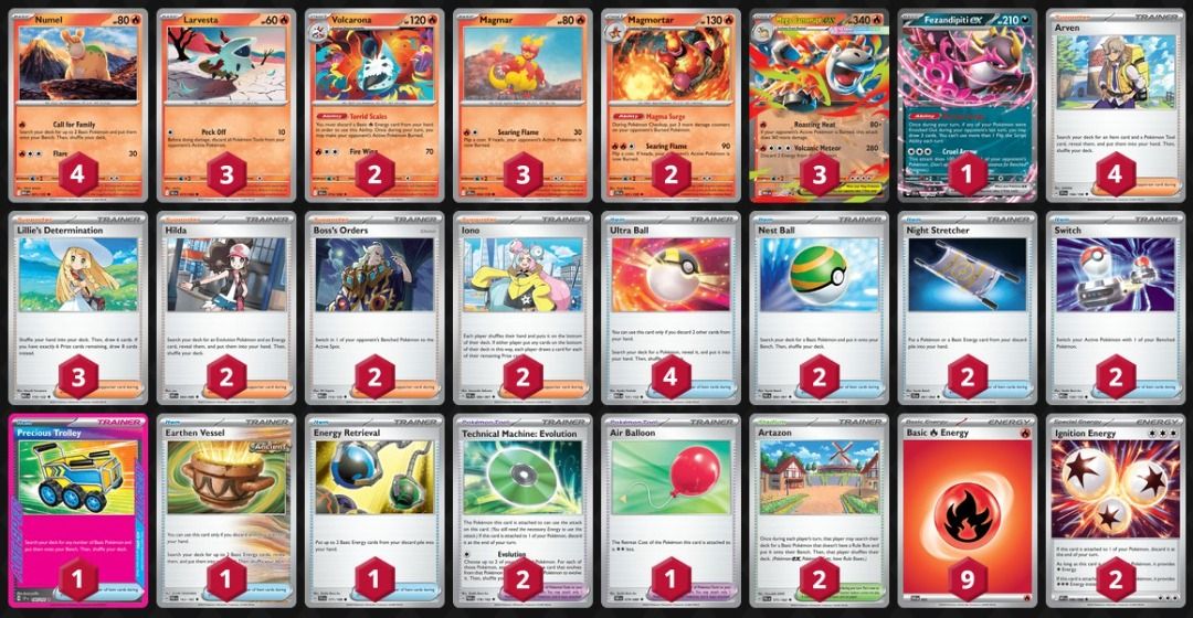 Pokemon TCG Mega Camerupt ex Deck with Volcarona, Magmortar and Precious Trolley ACESPEC ...
