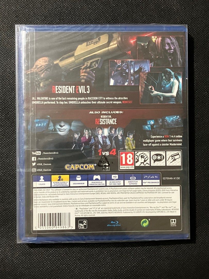 PS4 Resident Evil 3 Lenticular Edition R2 PAL UK, Video Gaming, Video ...