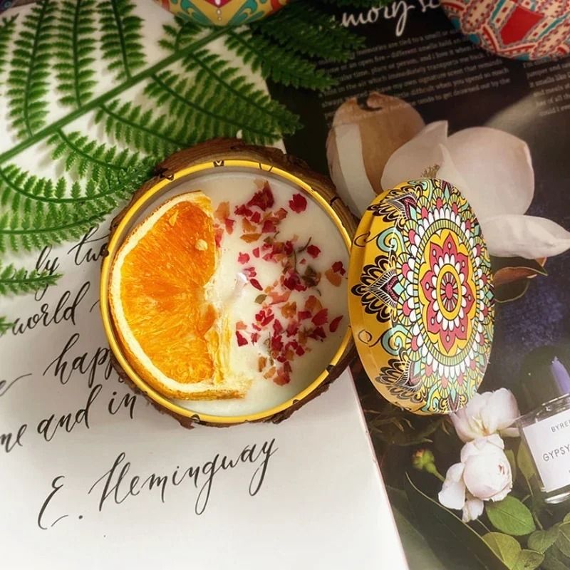 Scented Candles Iron Jar Soy Wax Dried Flower Candle 120g Sleep ...