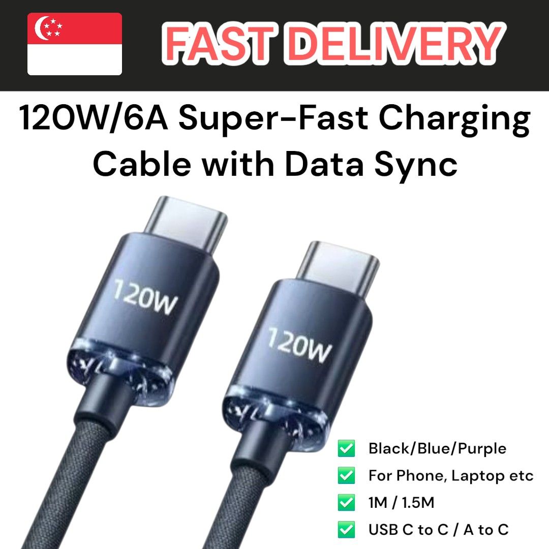 [Bundle of 3] Fast Charging Cable USB Type C to C & USB Type A to C - 1 ...