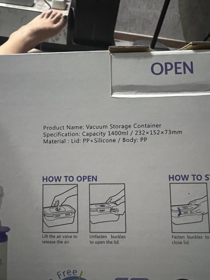 Vacuum storage container 1400ml, Furniture & Home Living, Home ...