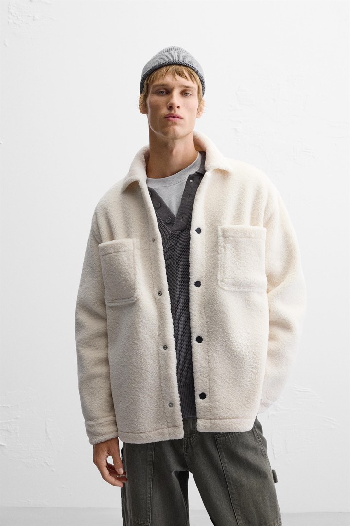 🔥💞ZARA DNWR Fleece Faux Sherling Overshirt Jacket, Luxury, Apparel on ...