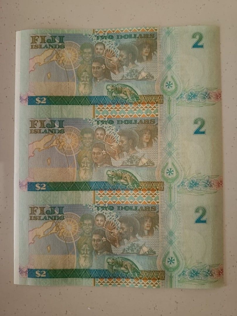 2000 Fiji Y2K Commemorative $2 Dollars Uncut 3in1 Banknotes UNC ...