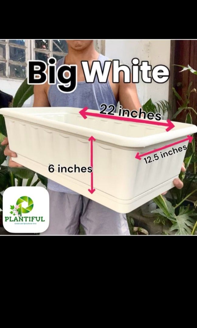Big White Planter Box - 50cm, Furniture & Home Living, Gardening, Pots ...