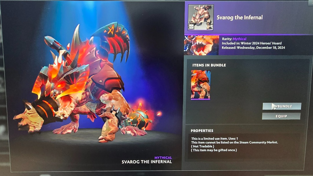 Dota 2 Svarog the Infernal Bundle, Video Gaming, Gaming Accessories, In ...