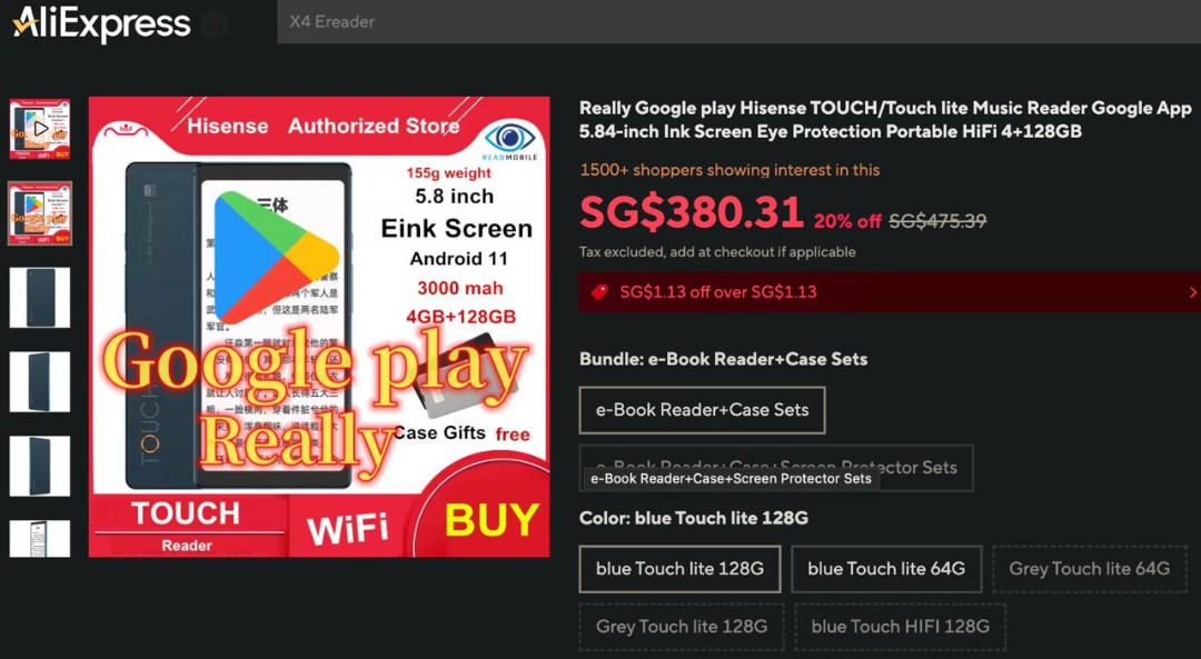 E-ink tablet Hisense Touch Lite 4GB RAM+128GB E-reader, Mobile Phones ...