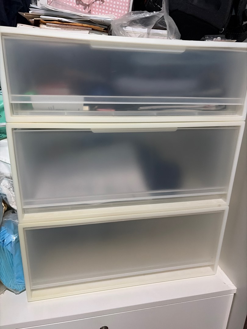 Muji Stackable Storage Drawers 55 x 45 cm ( 3 drawers each sgd 7 ...