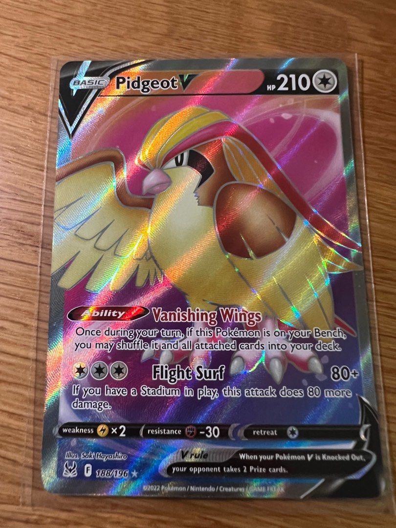 Pidgeot V - 188/196 - Pokemon TCG Full Art Lost Origin, Hobbies & Toys ...