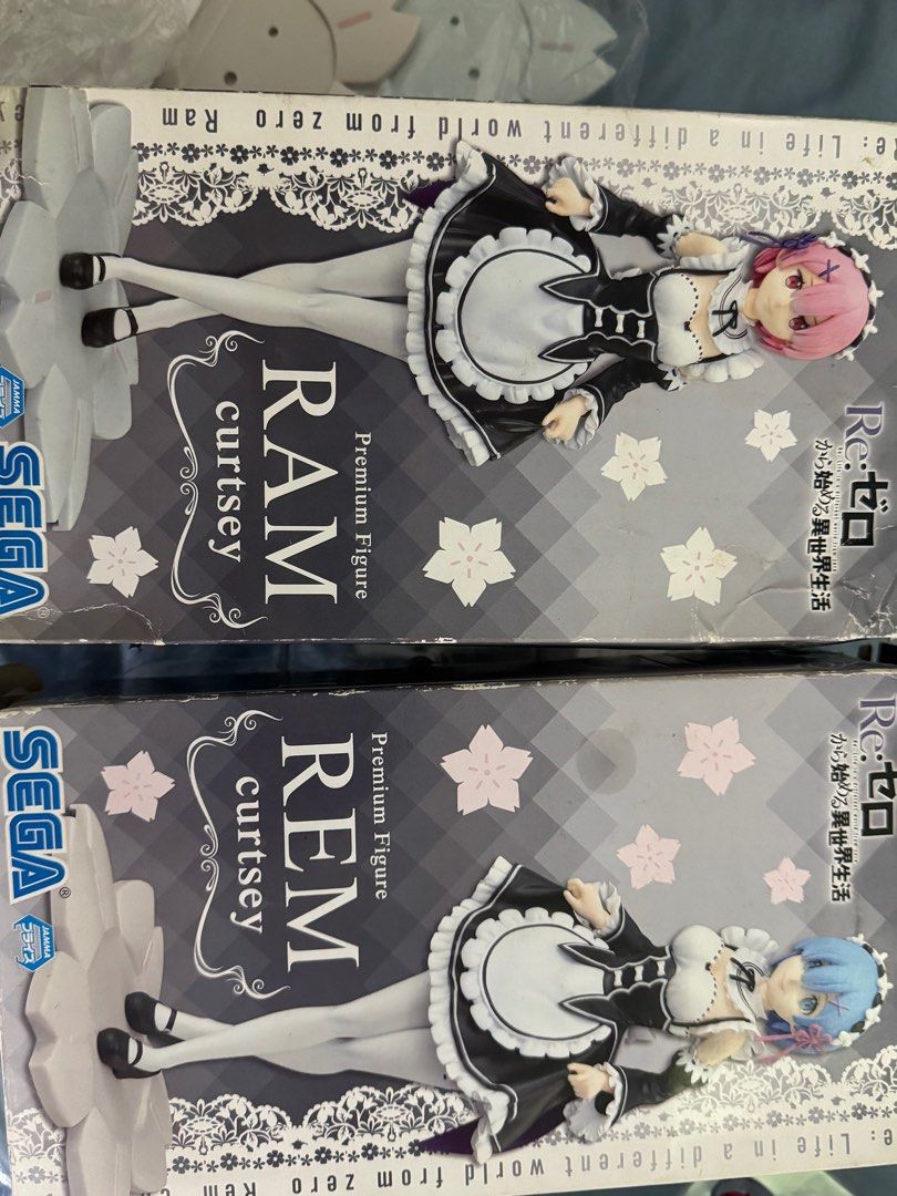 SEGA Re:Zero Rem and Ram Curtsey Premium Figure Set BIB, Hobbies & Toys ...
