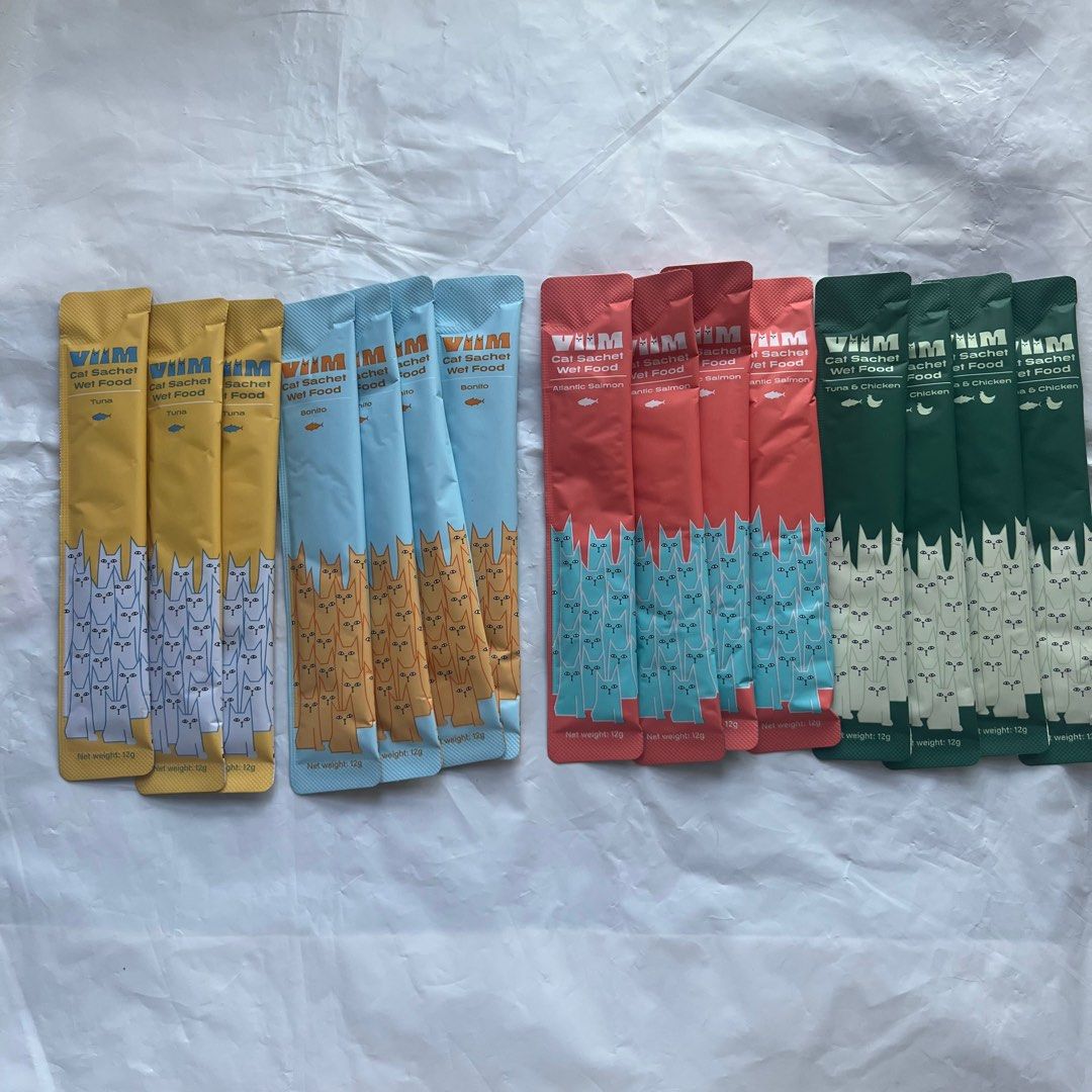 VIM 貓條肉泥 Cat Sachet Wet Food, 寵物用品, 寵物食品 - Carousell