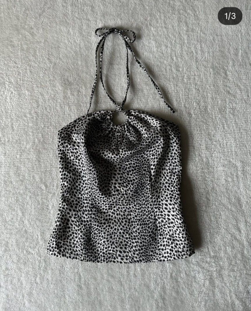 VINTAGE Japanese Animal Print Zebra Halter Top Y2K, Women's Fashion ...