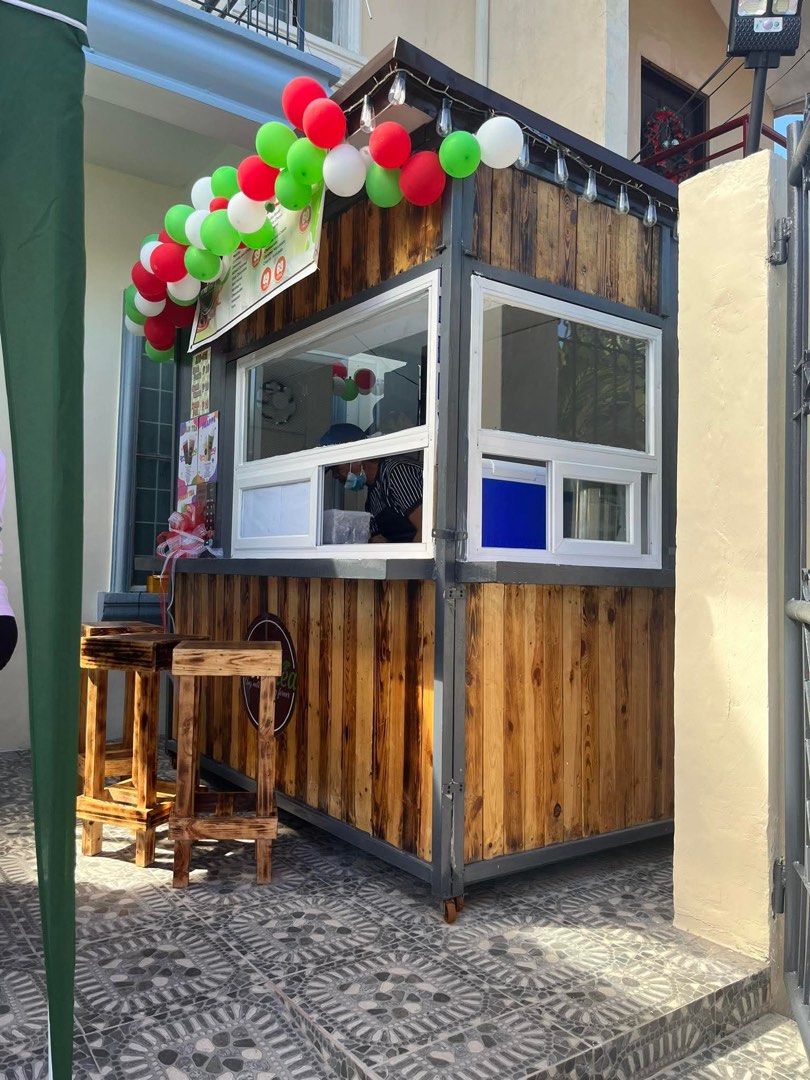 Wooden Food Stall with Stools, Looking For on Carousell