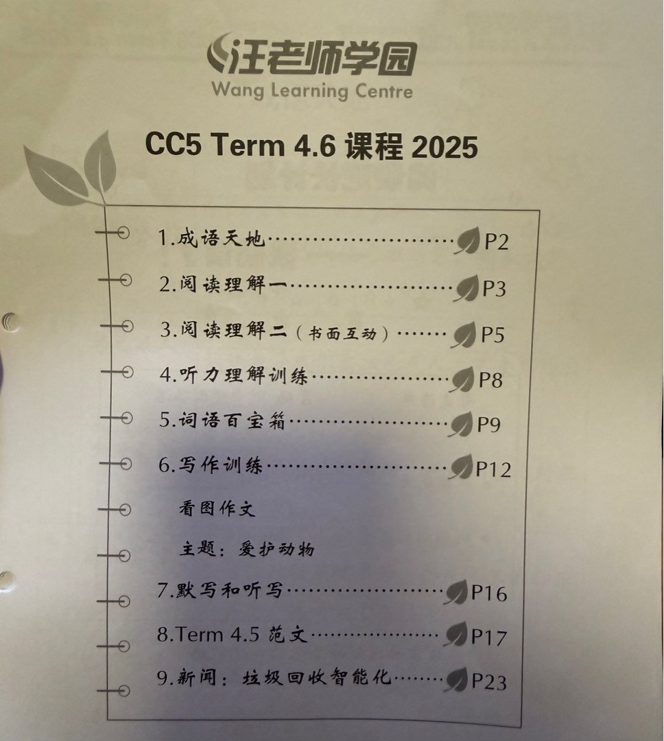 2025 p5 Lesson notes Wang Learning Centre, Everything Else on Carousell