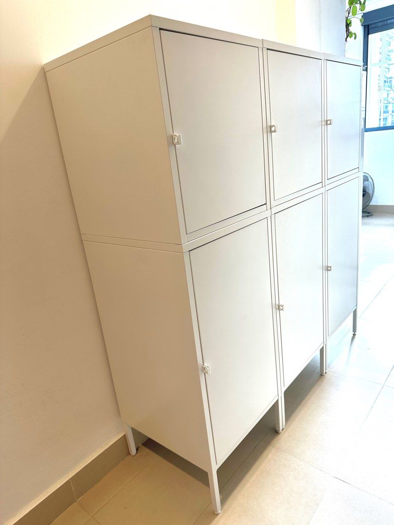 3 sets IKEA Hallam Metal Storage Cabinet - White, Furniture & Home ...