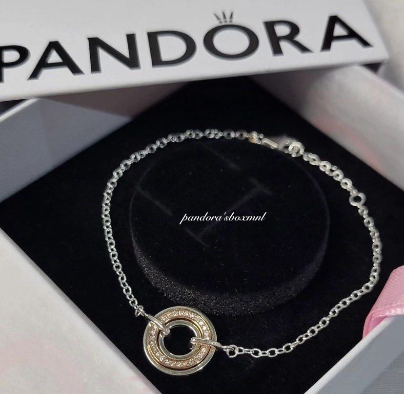 💎 SALE! PANDORA SIGNATURE TWO-TONE LOGO & PAVÉ CHAIN BRACELET, Women's ...