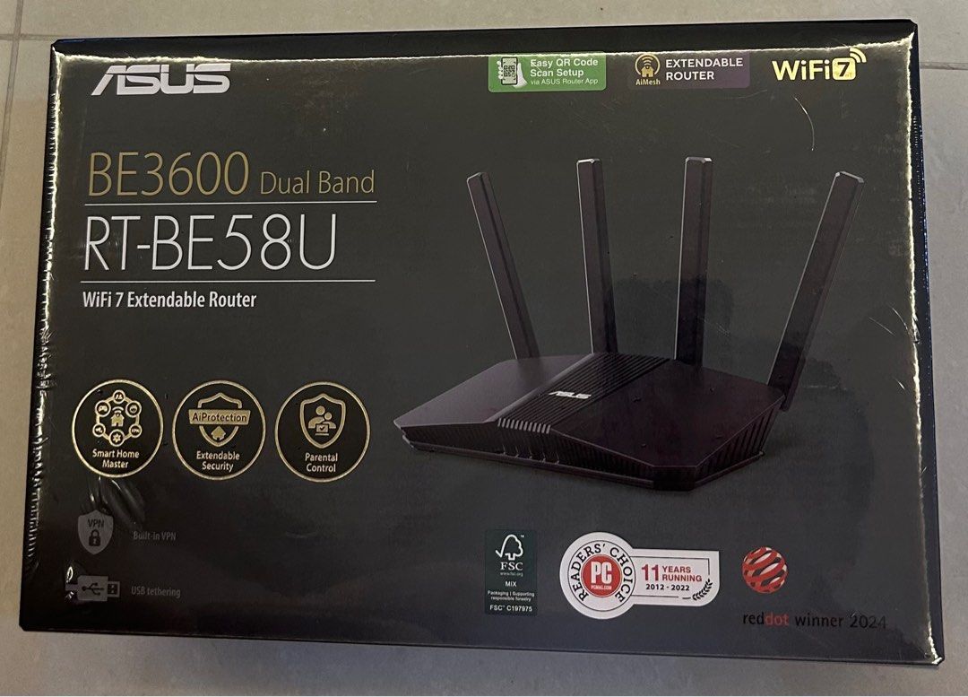 ASUS RT-BE58U WiFi 7 Extensible Router, Computers & Tech, Parts ...