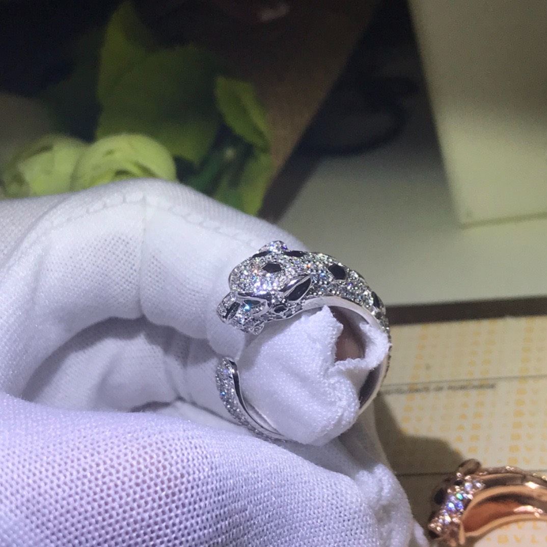 Cartier panther head pattern full diamond star couple ring, Women's ...