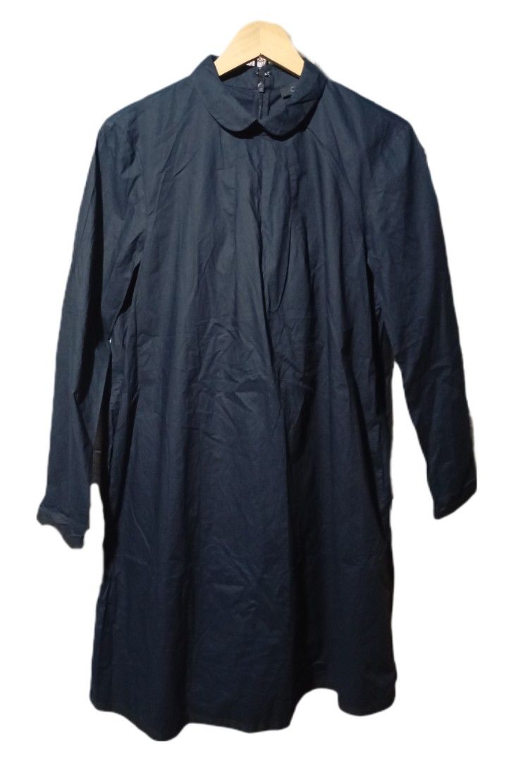 COS ( Made in Turkey)| Women's Navy Peter Pan Collar Long Sleeve Back ...