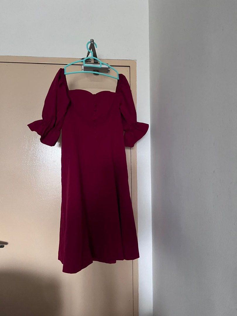 Maroon Red Padded Dress - Fit M-small L-as good as new-excellent tiptop ...