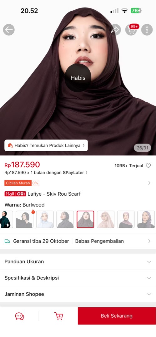 Skiv Rou Lafiye (Burlwood, Hitam, Cream), Fesyen Wanita, Muslim Fashion ...